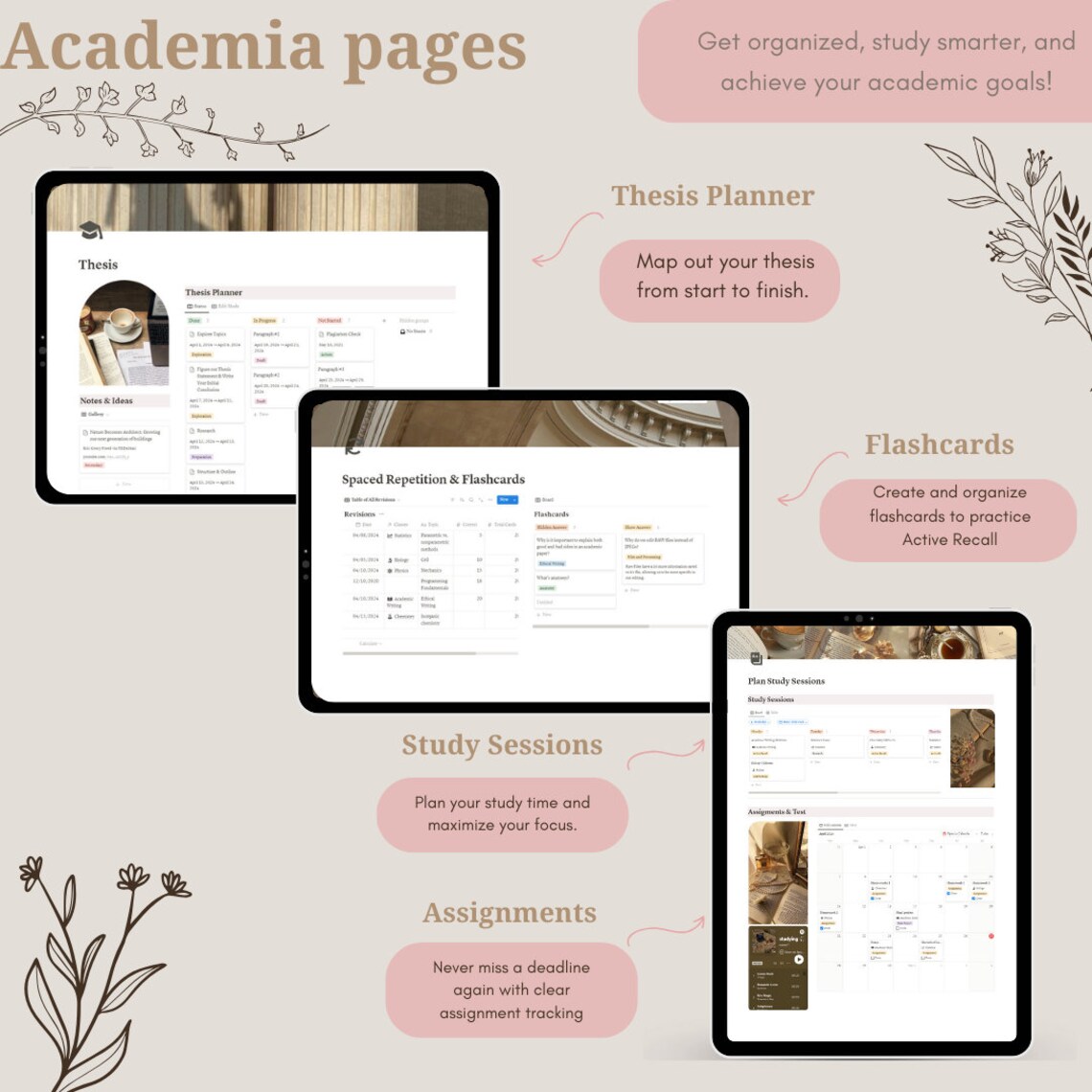 Notion Template Life Planner, Aesthetic Student Planner, That Girl All ...