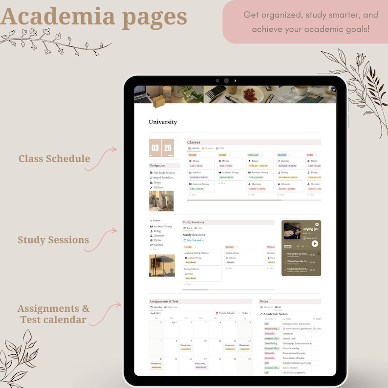 Notion Template Student Planner, 2025 Aesthetic Academic Planner ... Notion Template Student Planner, 2025 Aesthetic Academic Planner ...