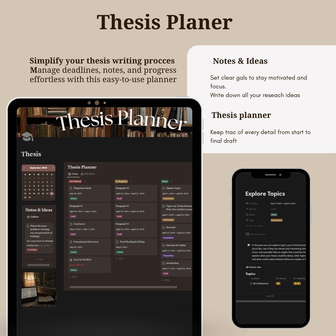 Dark Academia Notion Template | Notion Student Planner | Notion ...