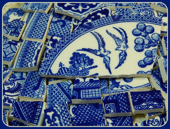 China Mosaic Tiles Blue Willow Collection 125 Recycled - Etsy