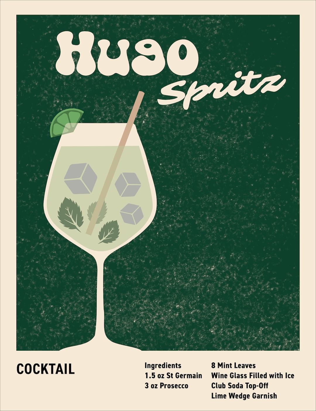 Hugo Spritz Cocktail Poster - Etsy