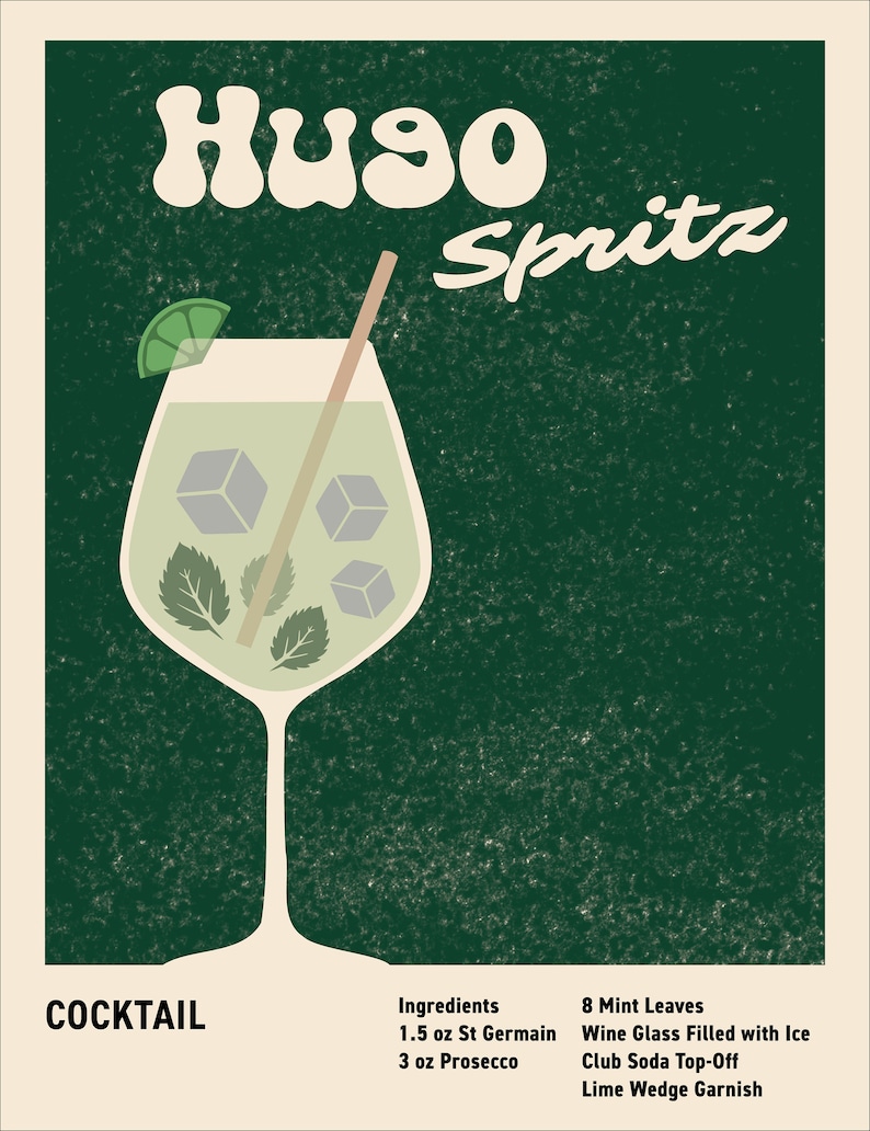 Hugo Spritz Cocktail Poster - Etsy