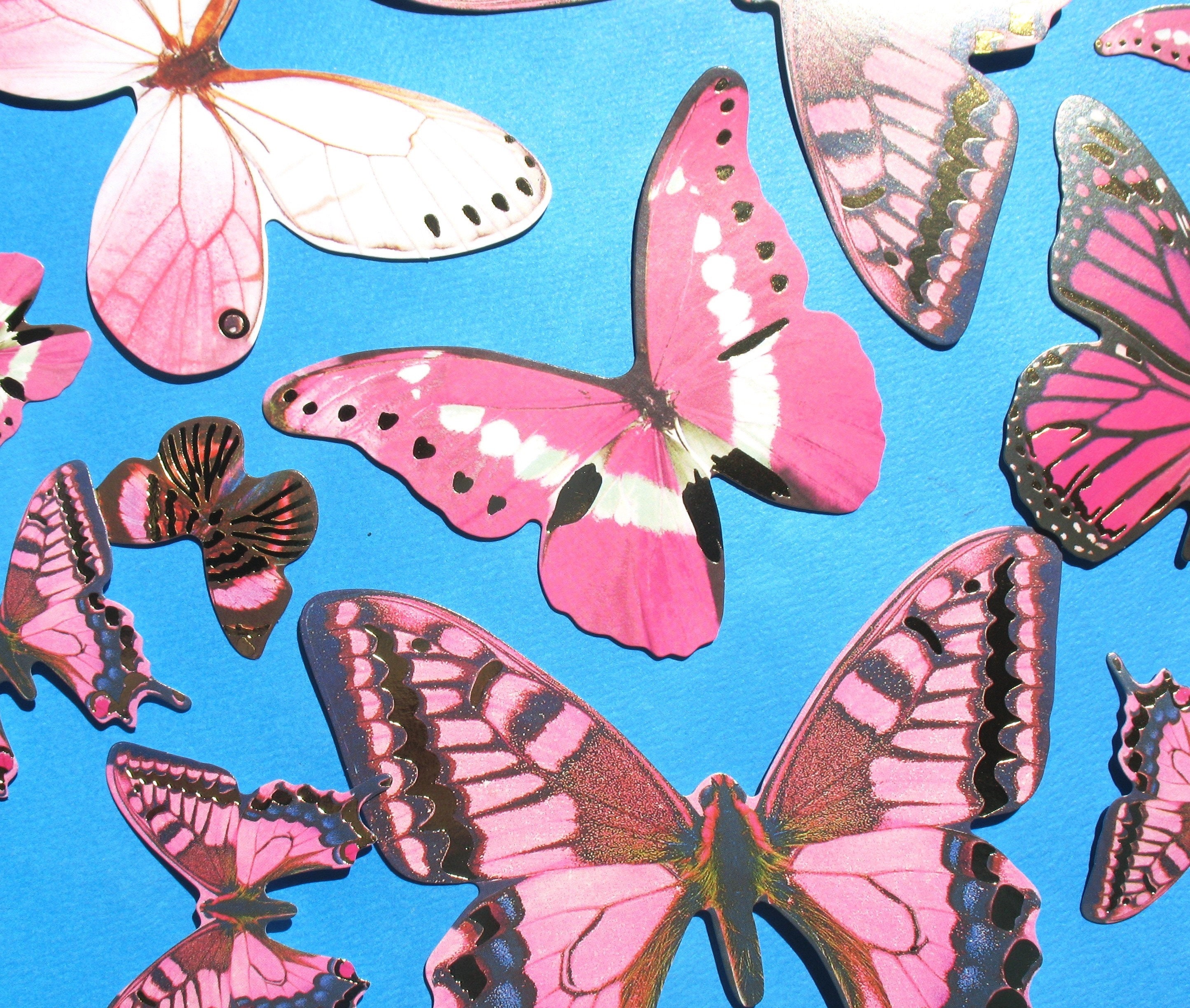 Pink Butterfly Crafts Gold Foil Paper Die Cuts | Etsy
