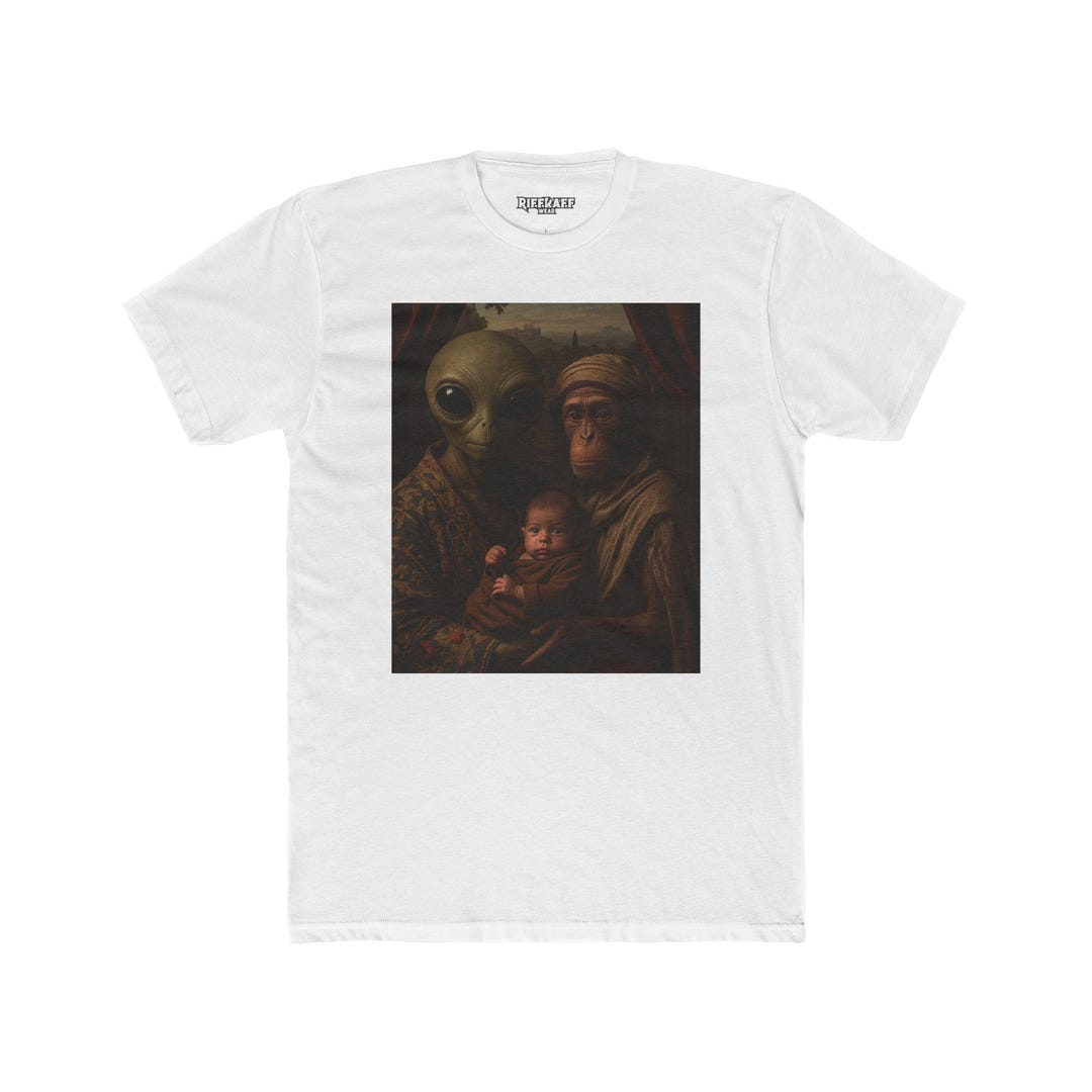Early Earth Alien Family Portrait Unisex Cotton Crew Tee - Riff Raff ...