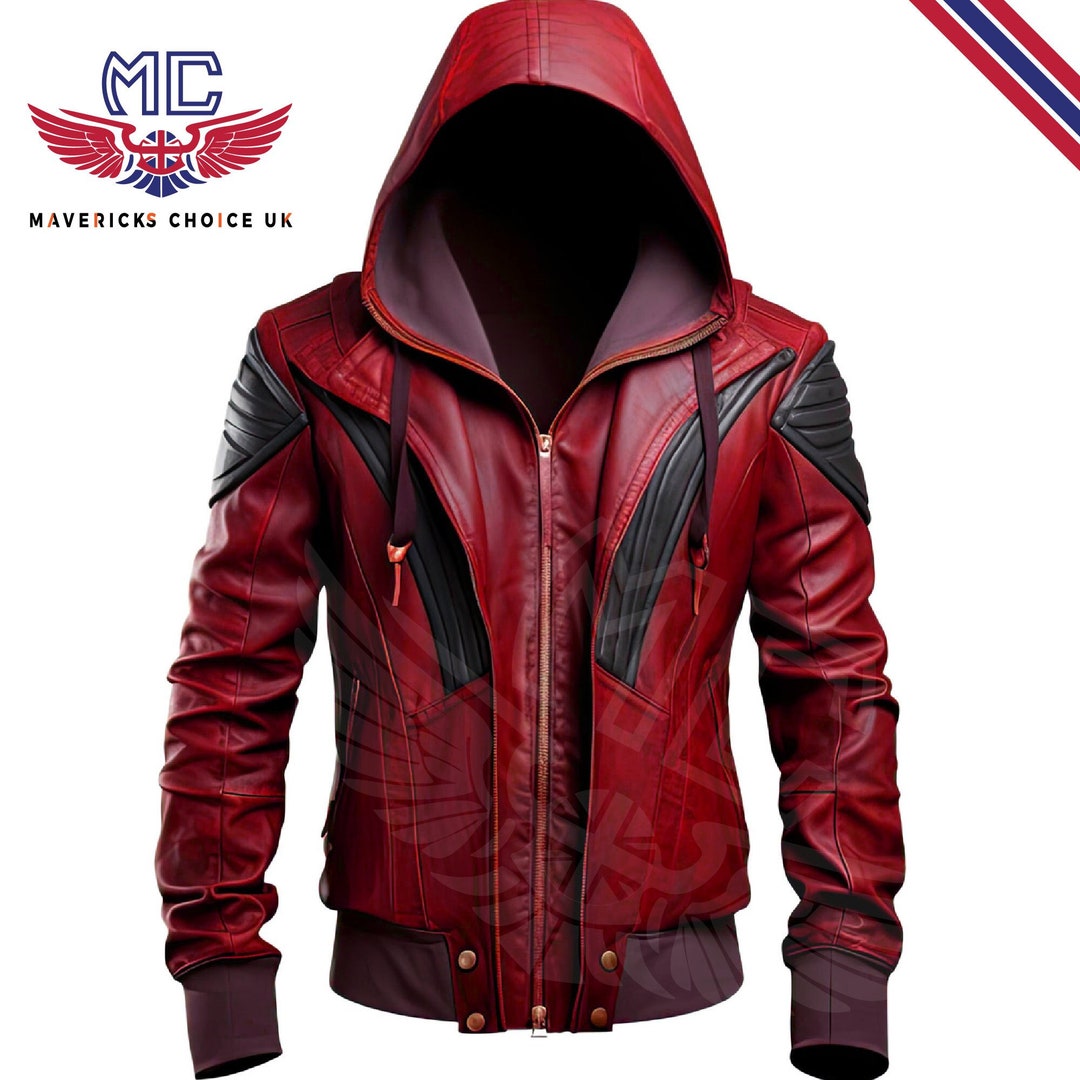 Mens Leather Jacket Dark Red Genuine Men Leather Jacket Sheepskin Biker ...