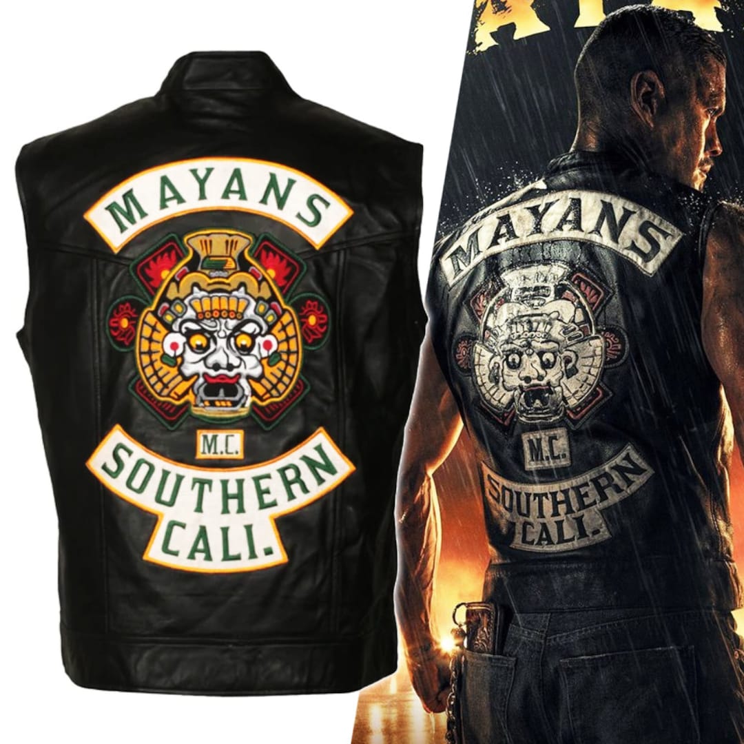 Mayans MC Leather Vest, Men's Black Biker Rider Vest, Michael Irby Real Leather, Hand Crafted ...