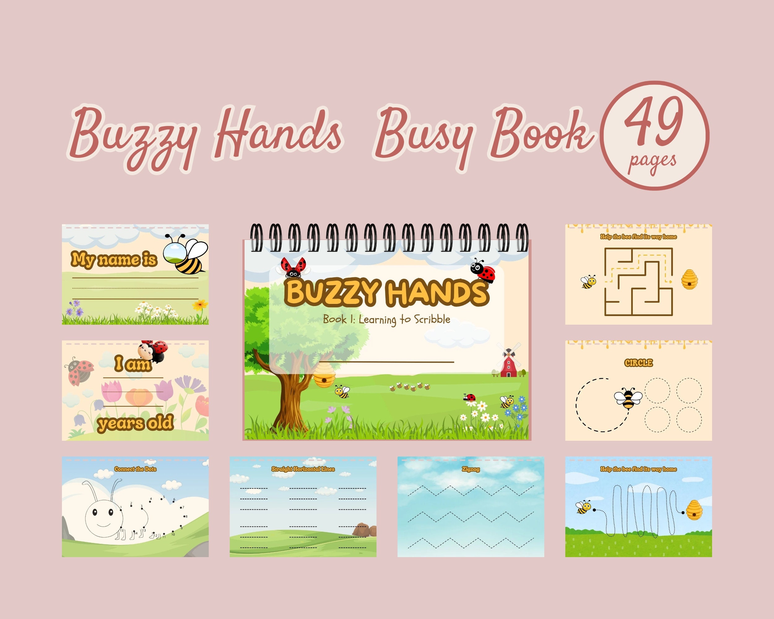49 Printable Pages Bee-themed Activity / Tracing / Busy Book Pre ...