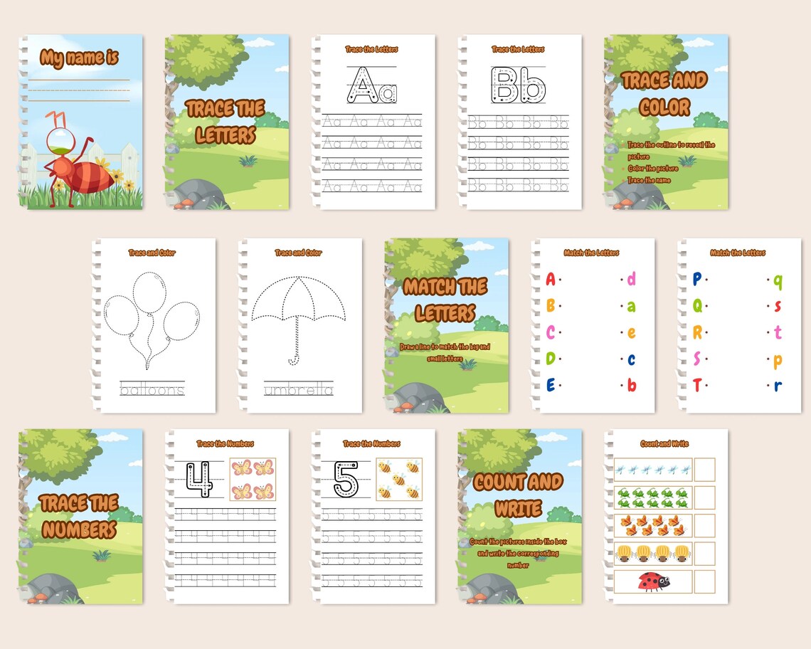 78 Printable Pages Writing and Coloring Activity Book Editable Template ...