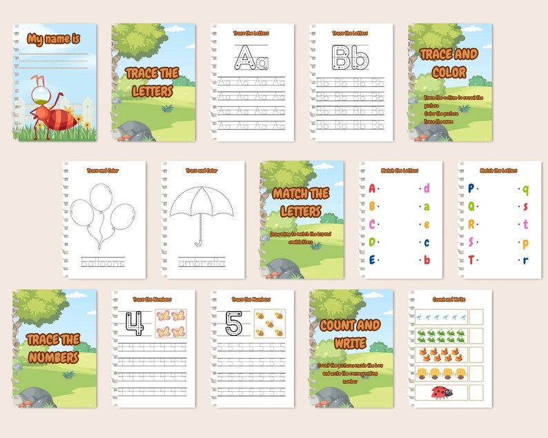 78 Printable Pages Writing and Coloring Activity Book Editable Template ...