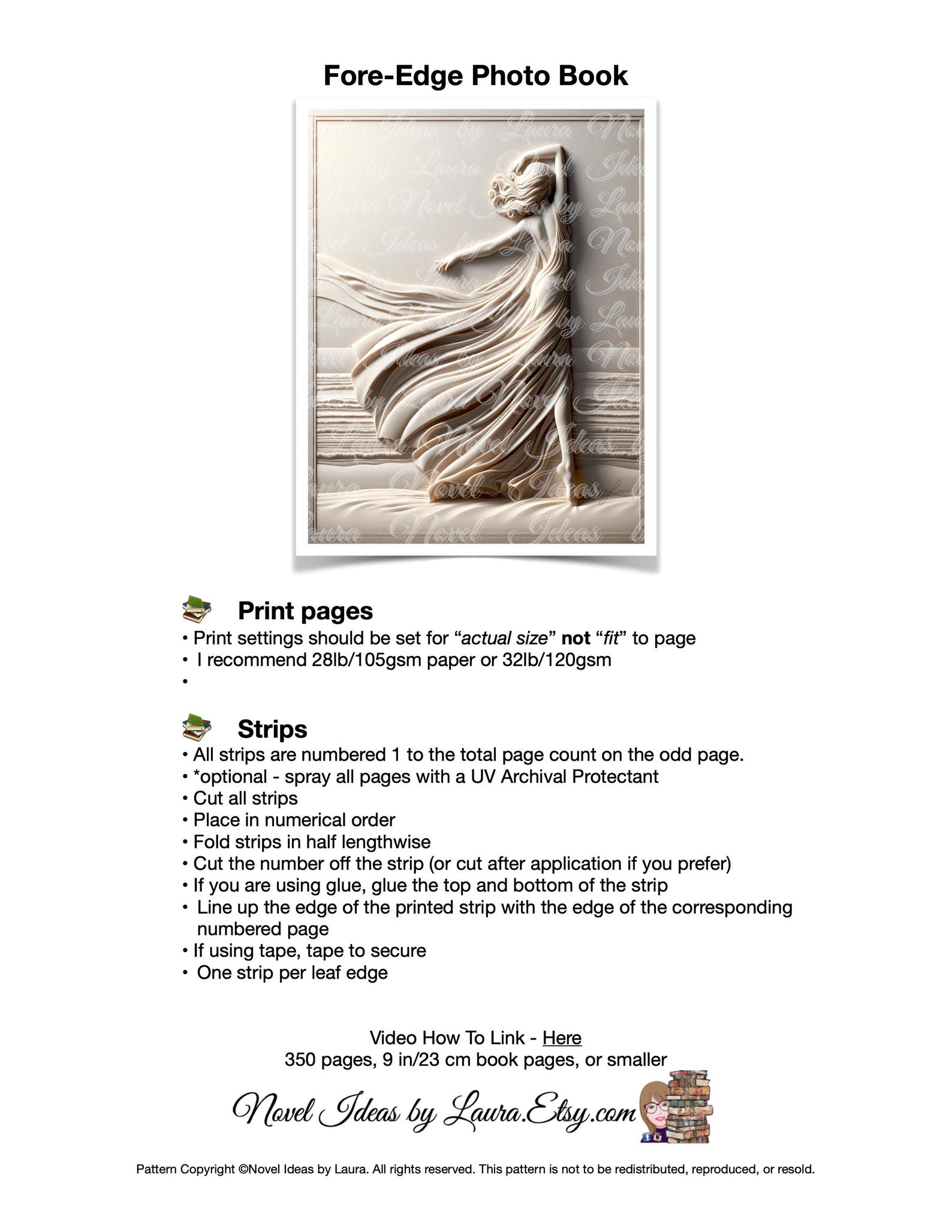 Flowing Girl 2, Fore-edge Photo Strip Book Art, Housewarming, Thank You ...