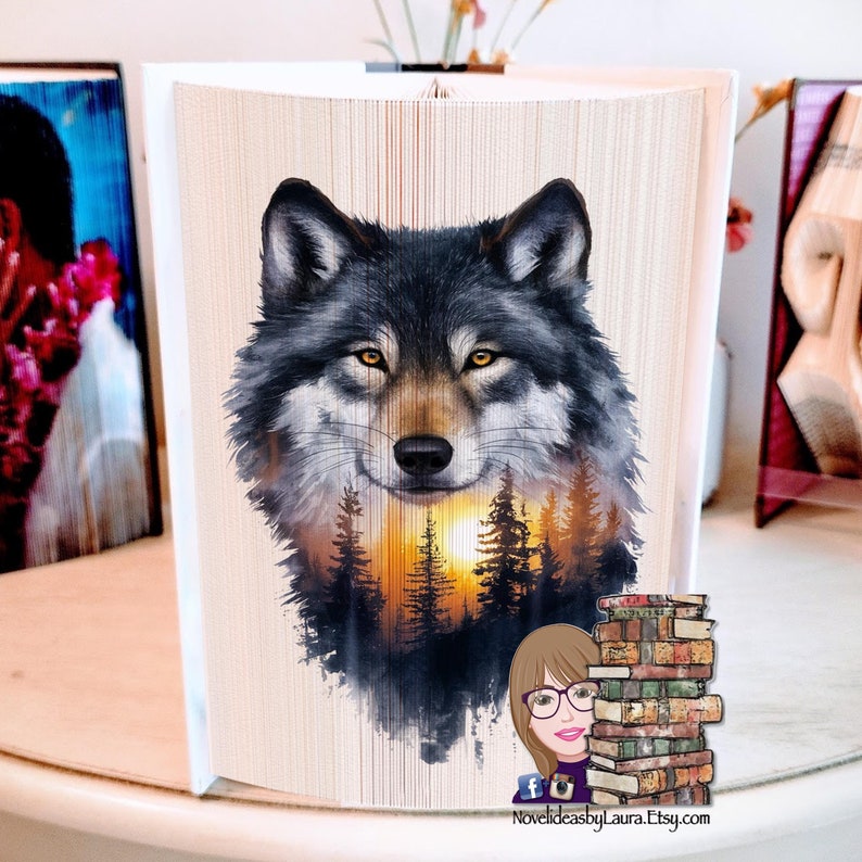 Wolf 1, Fore-edge Photo Strip Book Art, Housewarming, Thank You, Home ...