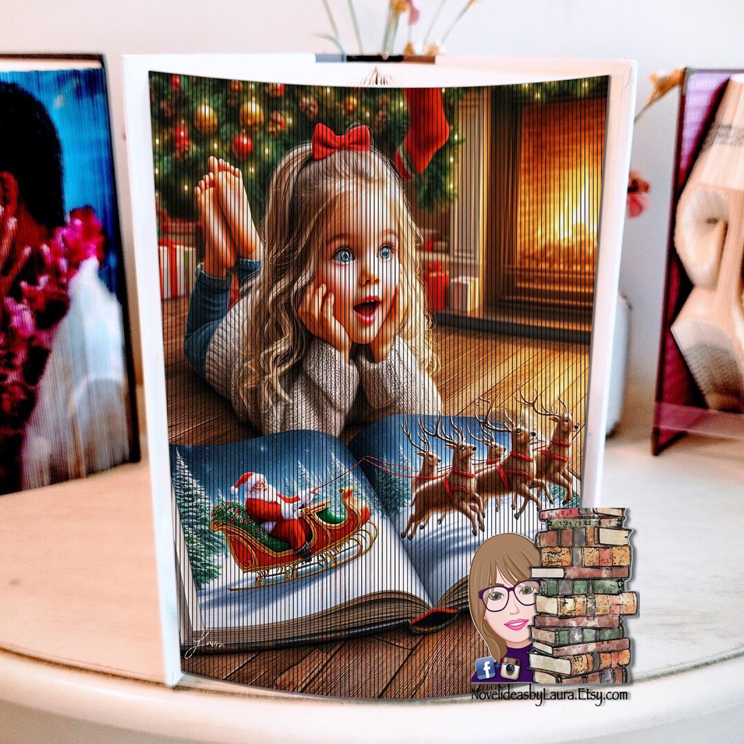 Christmas Joy (girl), Fore-edge Photo Strip Book Art, Housewarming ...