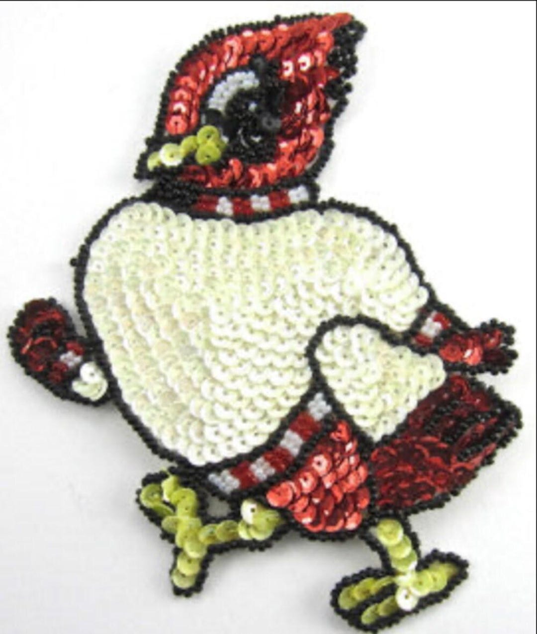 Rooster Applique Strutting, Red, White, Black, Yellow Sequin Beaded 5.5 ...
