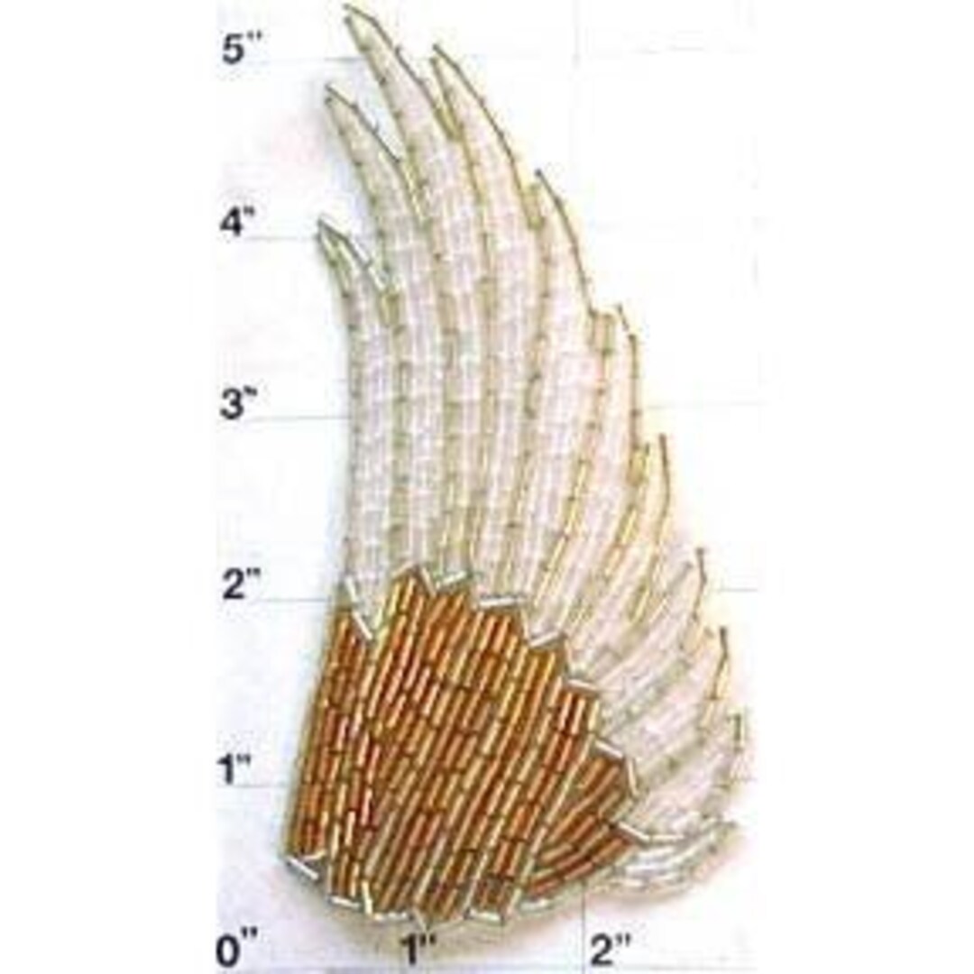 Motif Wing Whte and Gold Beads 4.5" X 2.5" - Etsy