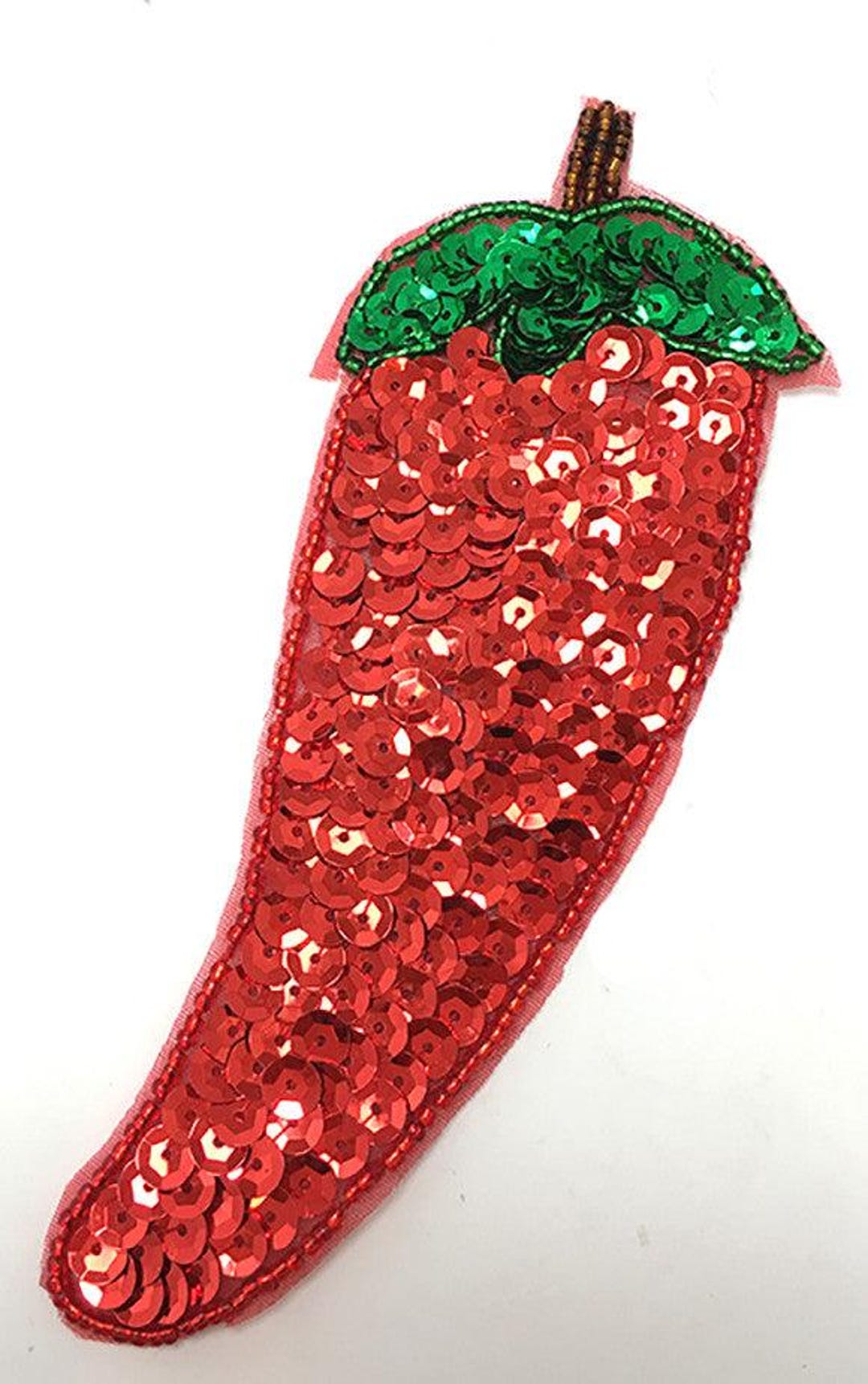 Chilli Pepper Appliqué With Sequins and Beads 6" X 2" - Etsy
