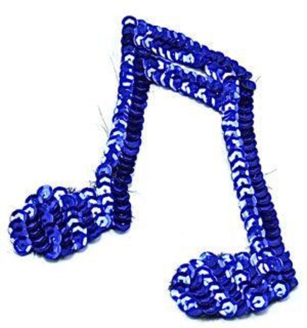 Double Note With Royal Blue Sequins 4" X 4.5" - Etsy