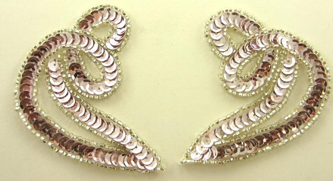 Designer Motif Twist With Lite Pink Sequins Silver Beads 3.5" X 3" - Etsy