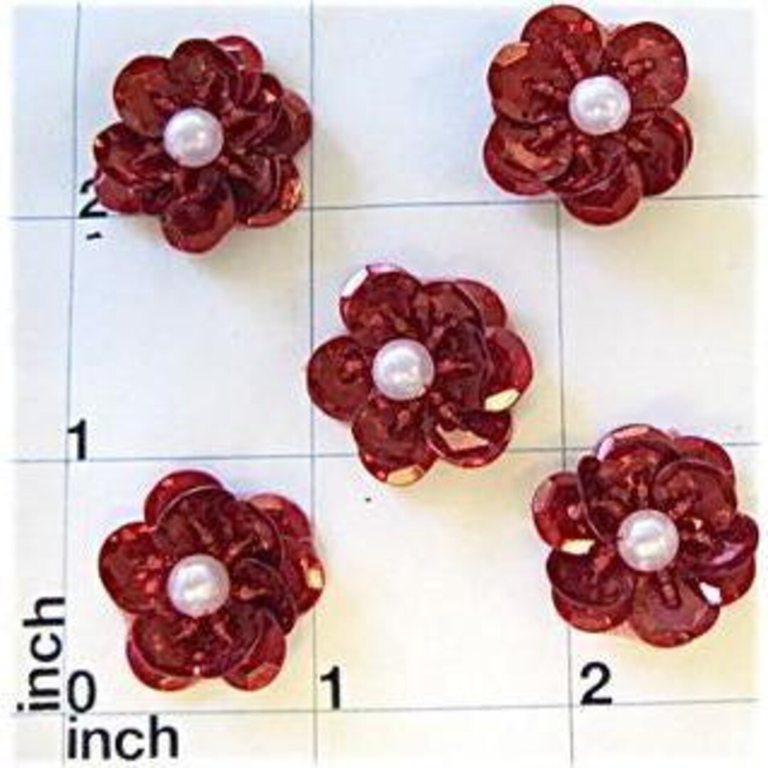 Flower Set of Red With Pearl Center 1" - Etsy