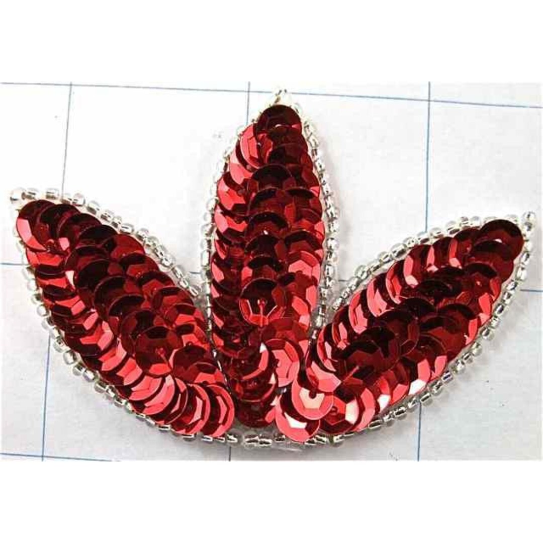 Leaf Red Three Point With Sequins and Silver Beads 1.5" X 3" - Etsy