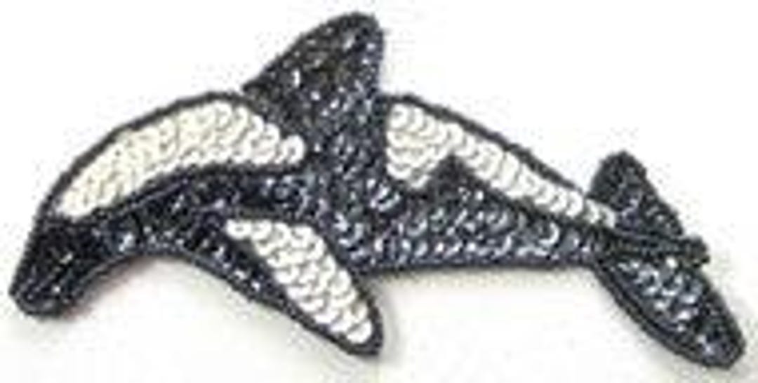 Killer Whale Orca With Charcoal Grey and White Sequins - Etsy