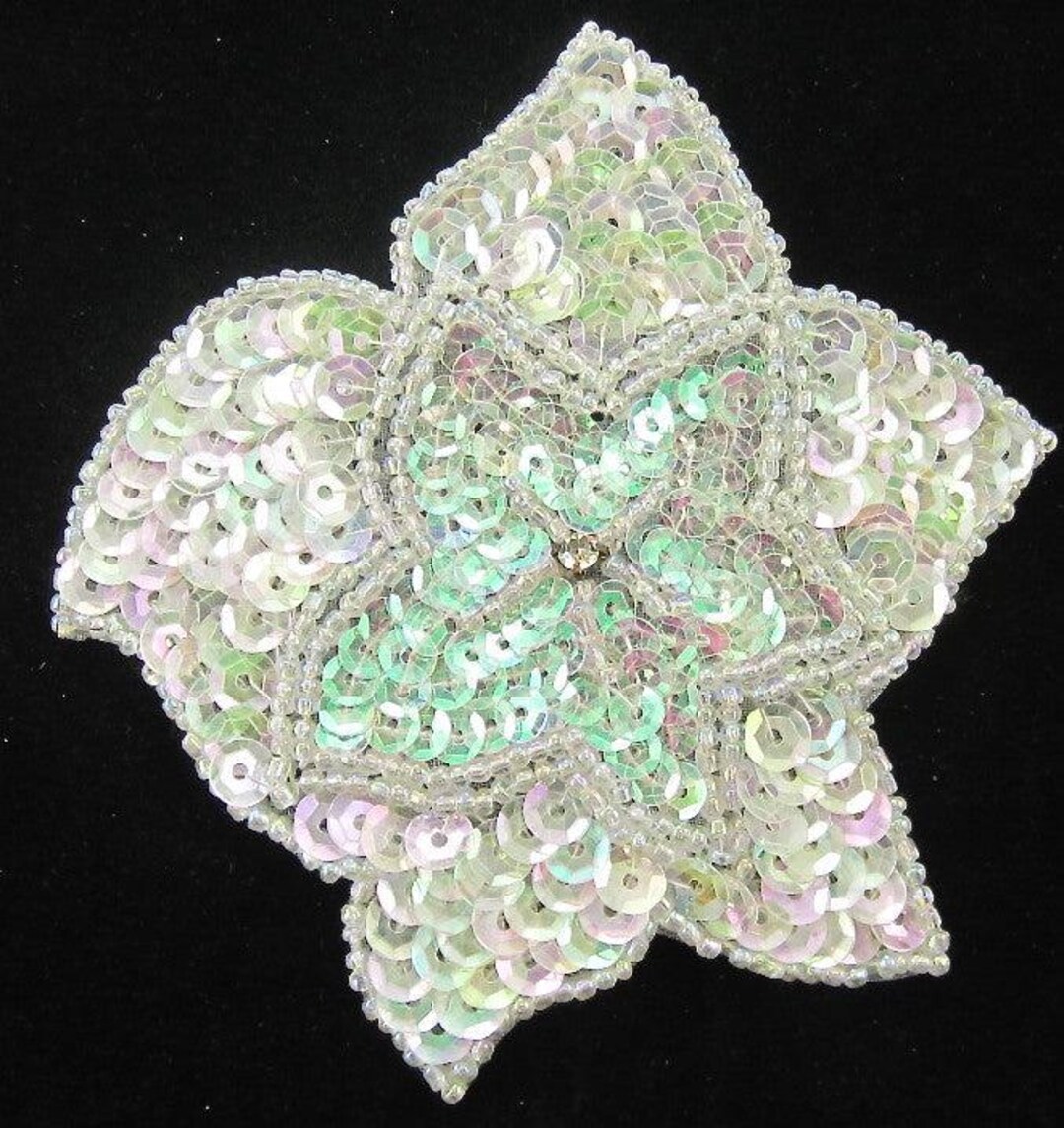 Flower With Iridescent Ab Sequins and Rhinestone 4" - Etsy