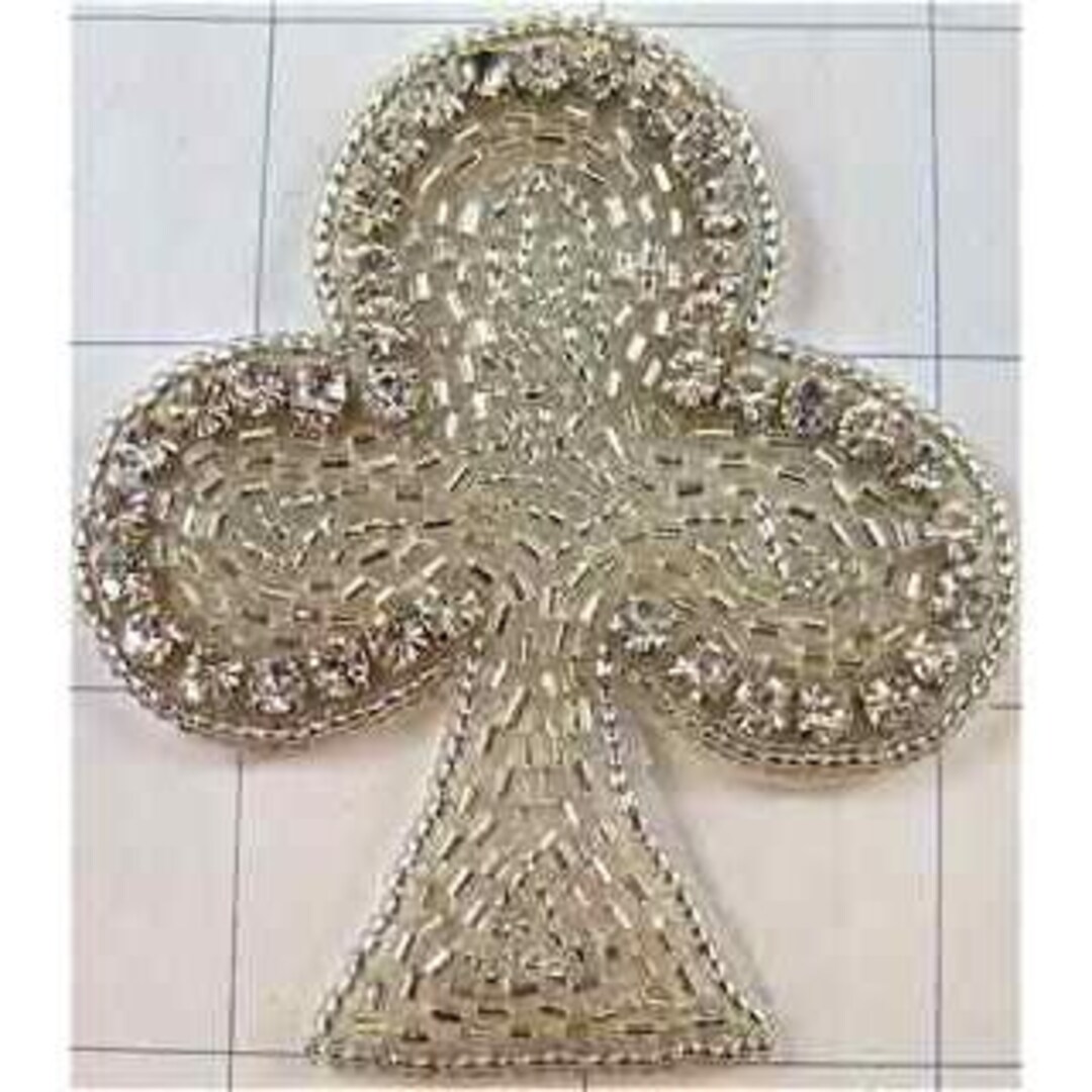 Club Card Suit With Silver Beads and 36 Rhinestones 3" X 2.5" - Etsy