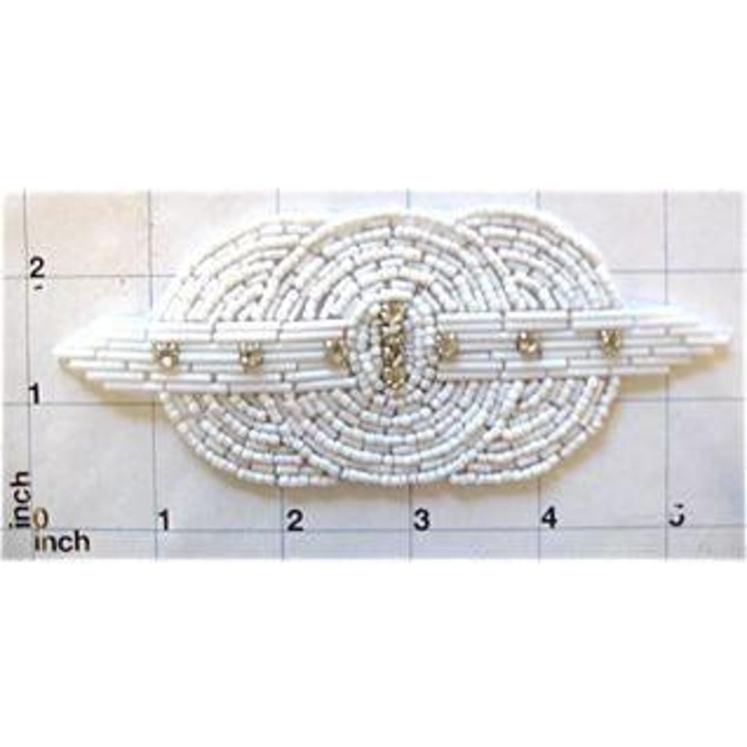 Designer Motif Tri-circle White Beads With Rhinestone 5" X 2" - Etsy