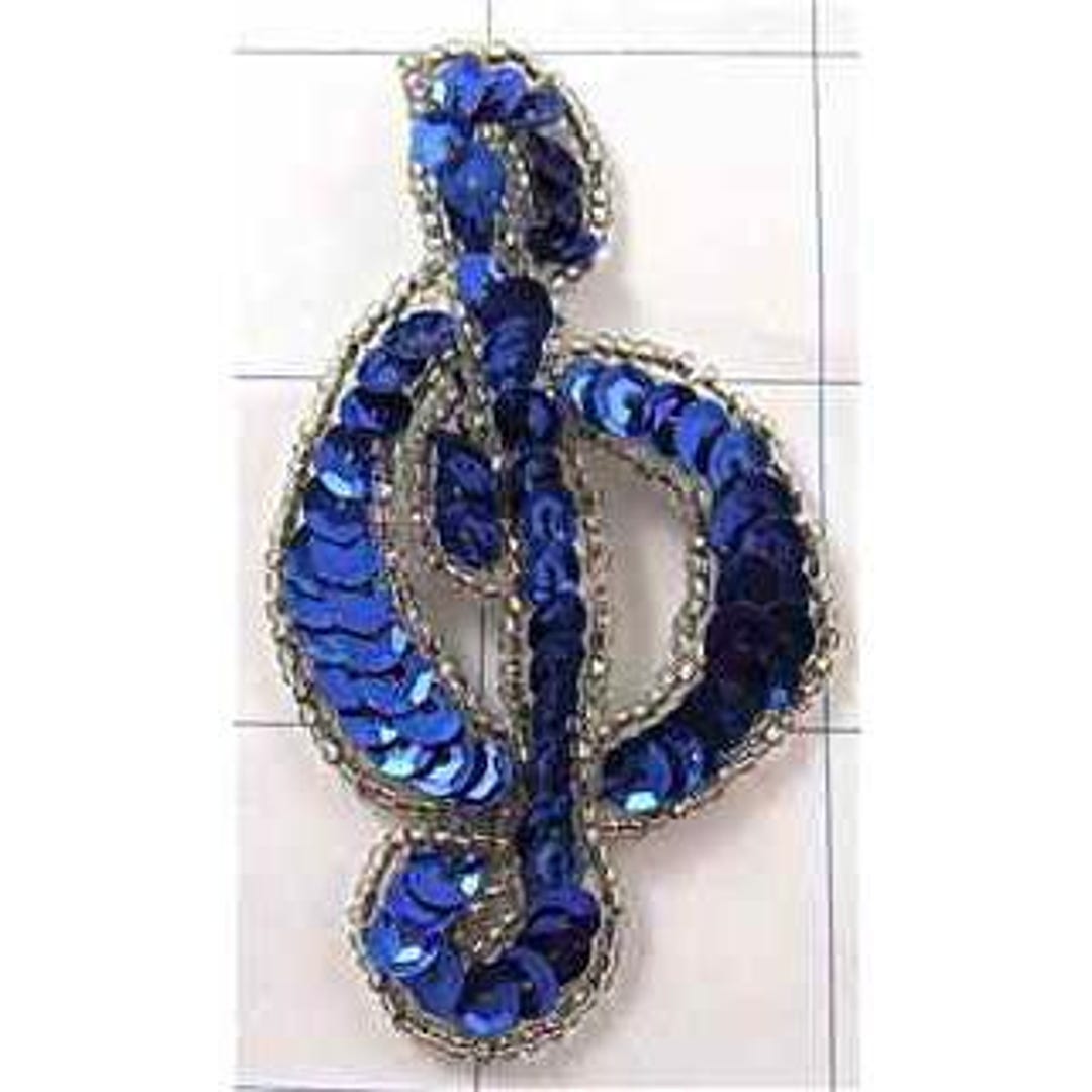 Treble Clef Royal Blue Sequins With Silver Beads in 2 Size Variants - Etsy
