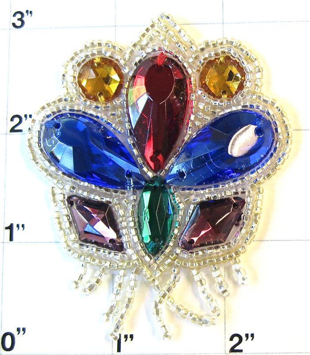 Designer Motif Crest Epaulet With Multi-colored Gems 3" X 2.5" - Etsy