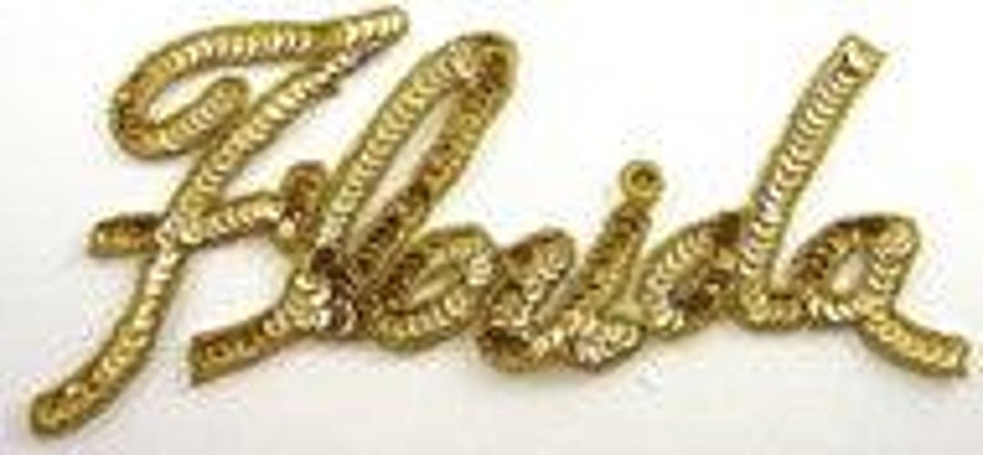 Florida State Name With Gold Sequins and Beads - Etsy
