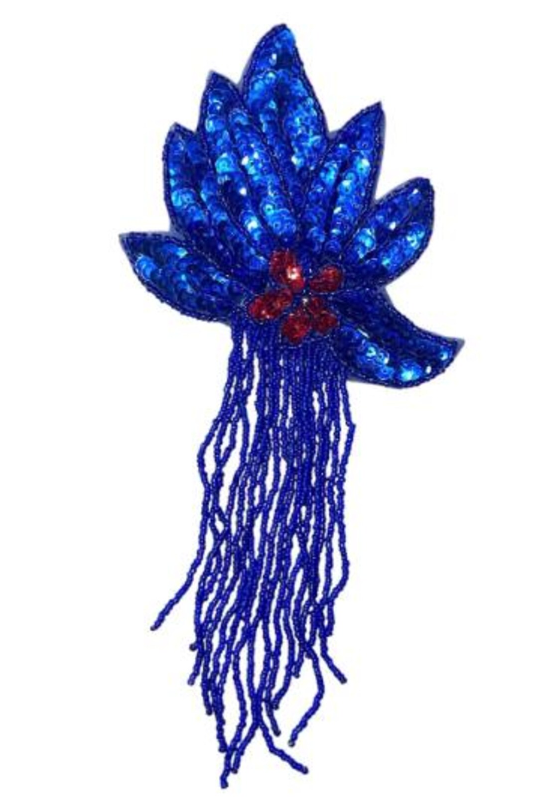 Epaulet With Royal Blue With Red Center Sequins and Beads 8.5" X 4" - Etsy