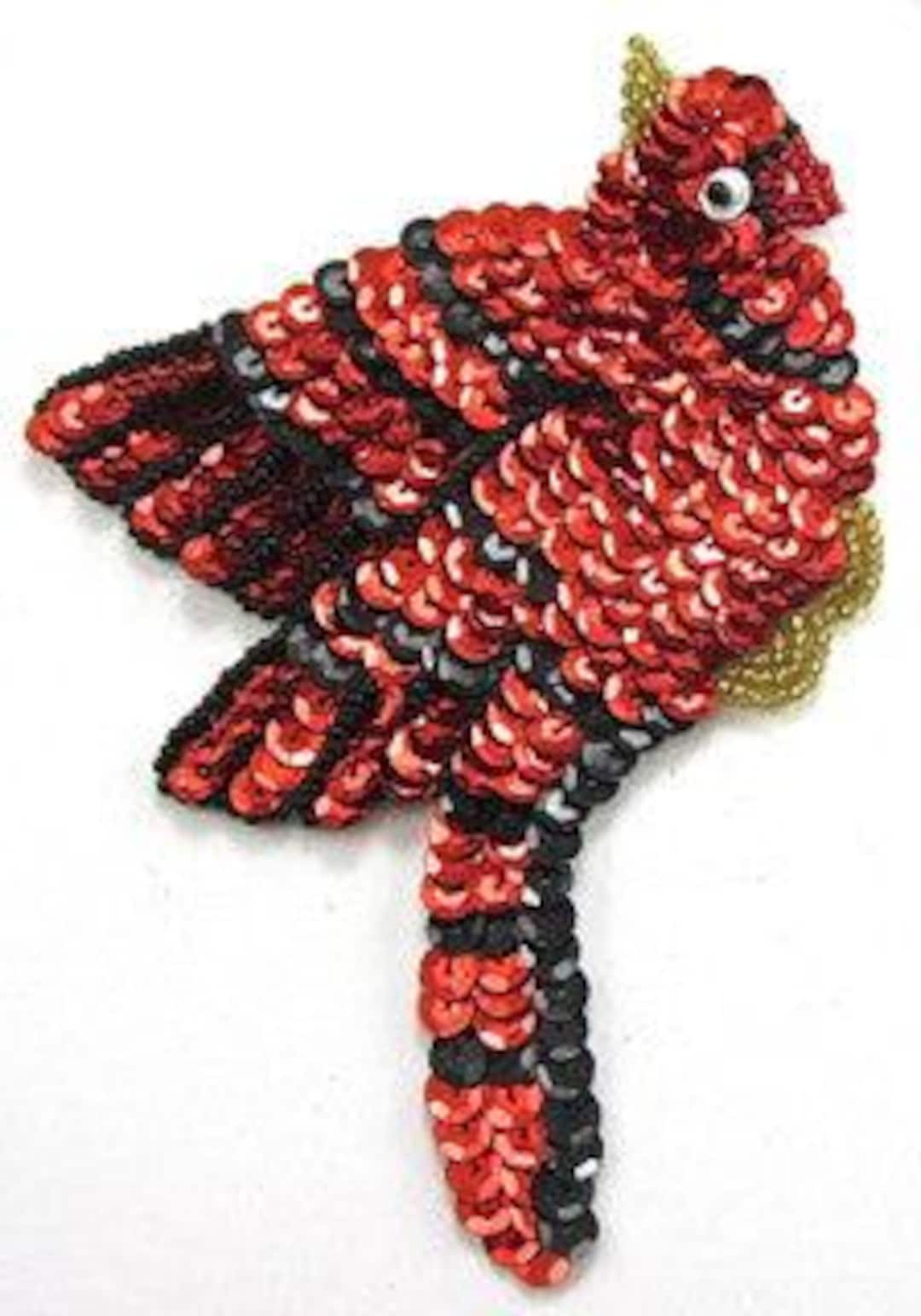 Cardinal With Red, Black and Gold Sequins and Beads 5.5" X 5" - Etsy