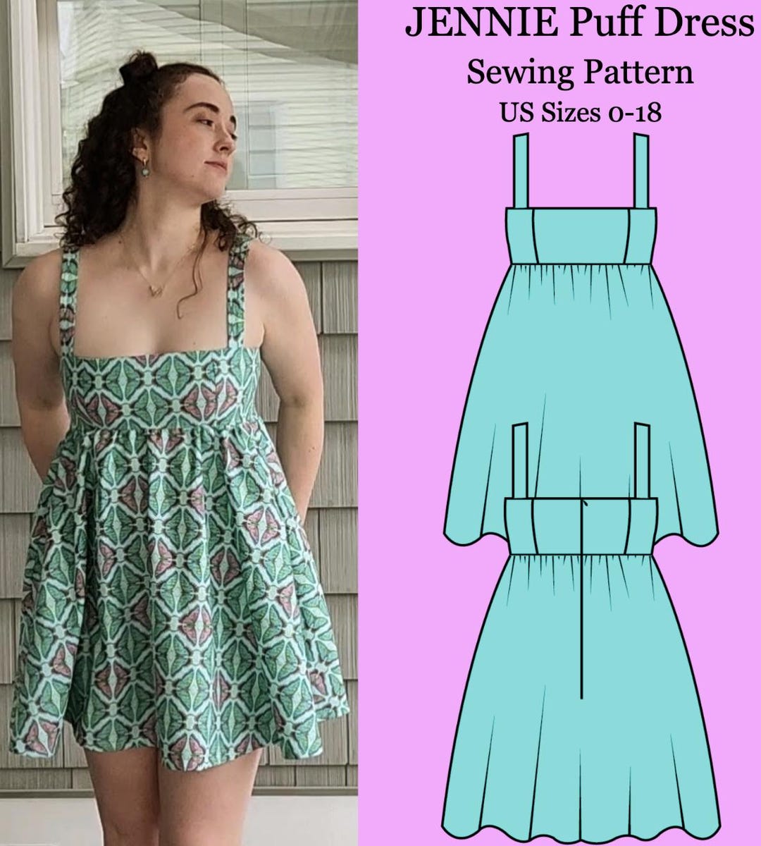 JENNIE Puff Dress Digital PDF Sewing Pattern | US Sizes 0-18 - Etsy