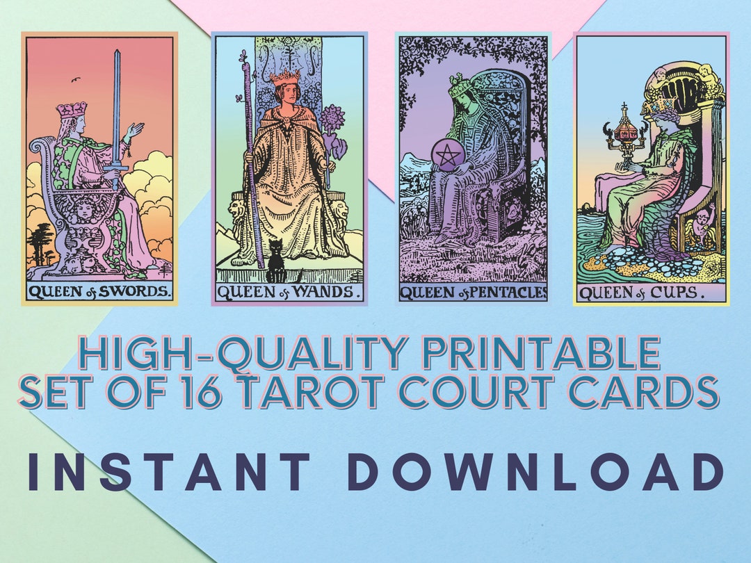 PNG Tarot Digital Printable Court Cards 16 Pack - Etsy