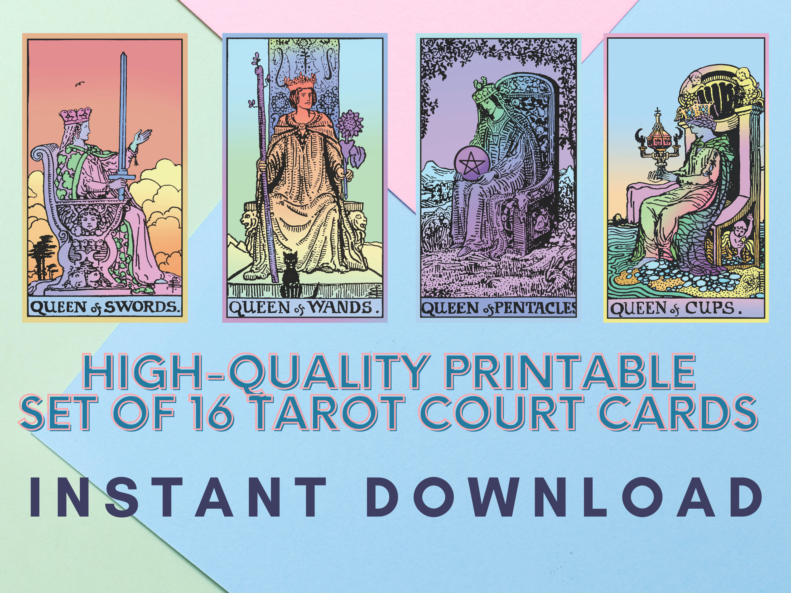 PNG Tarot Digital Printable Court Cards 16 Pack - Etsy
