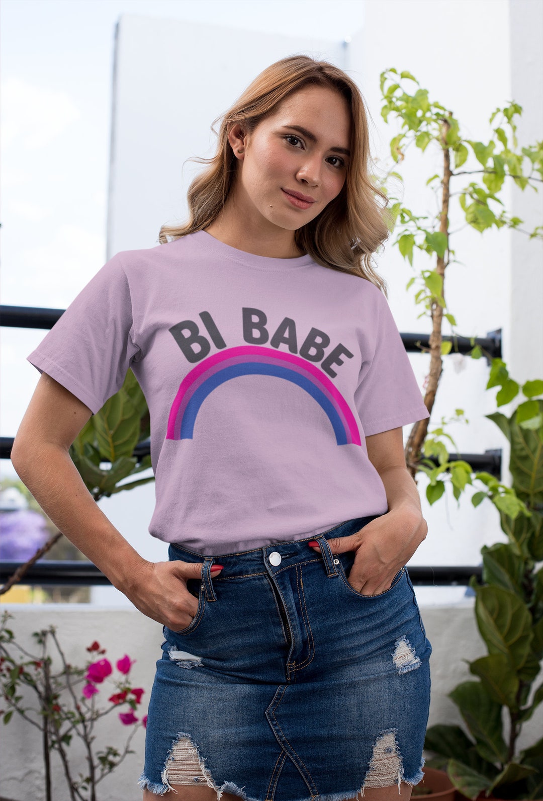 Bi Babe T-shirt: Bisexual Pride Rainbow Design Comfy Pastel Colors ...