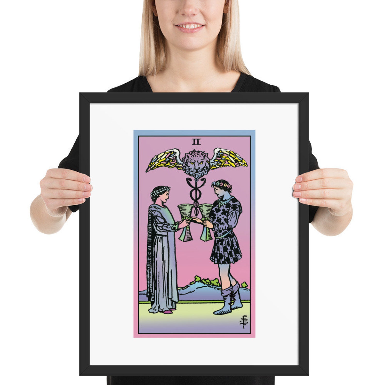 Framed Two of Cups Tarot Cart Art Print - Etsy