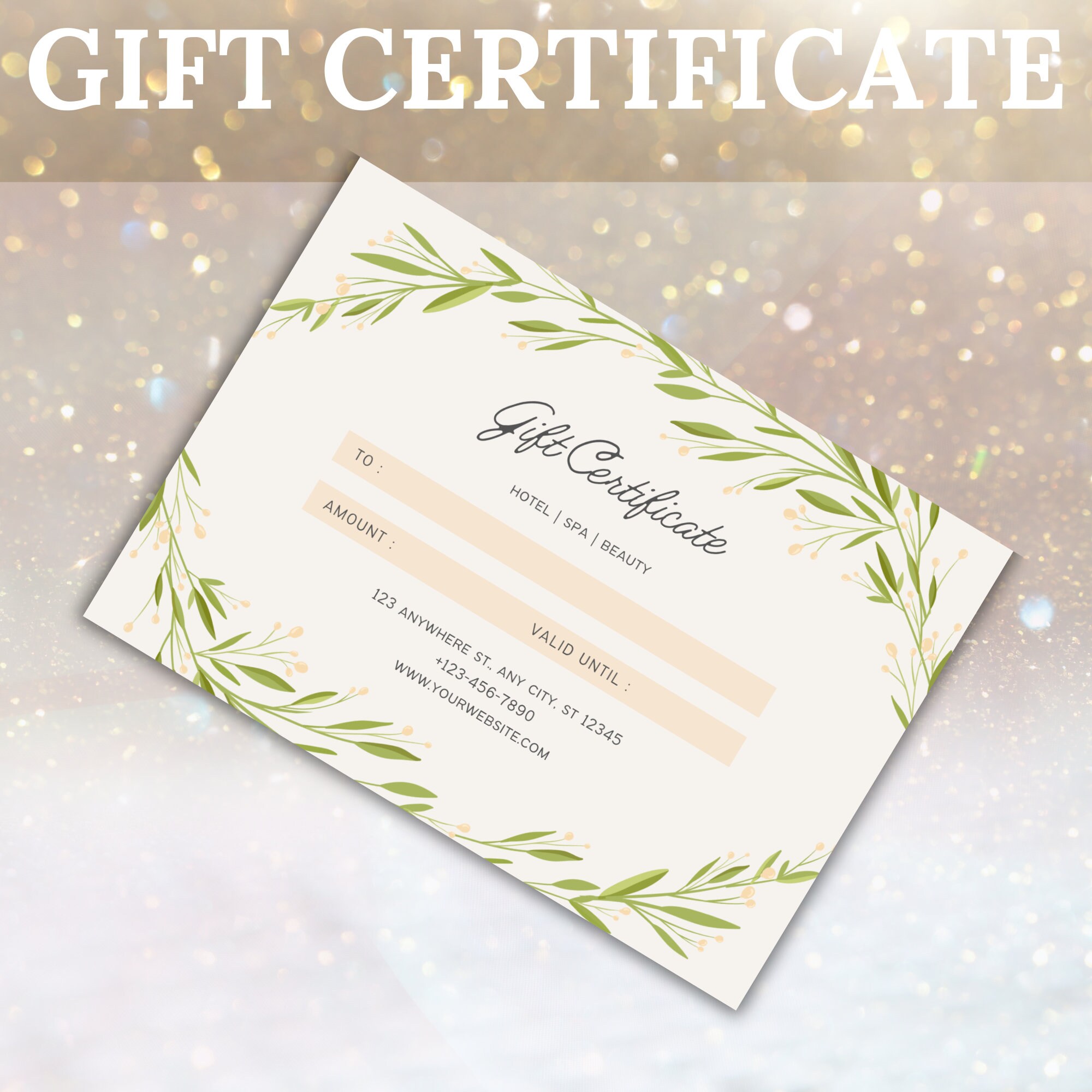 Printable Gift Certificate Templates, DIY Gift Certificate, Editable ...
