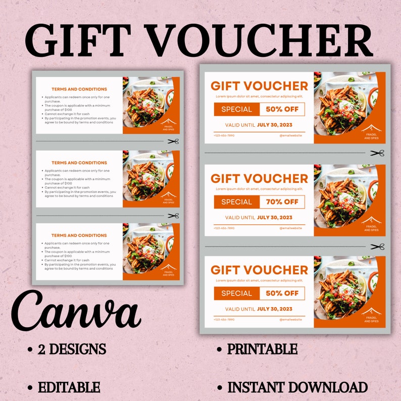 Printable Anniversary Gift Cards, Gift Voucher Template, Editable ...