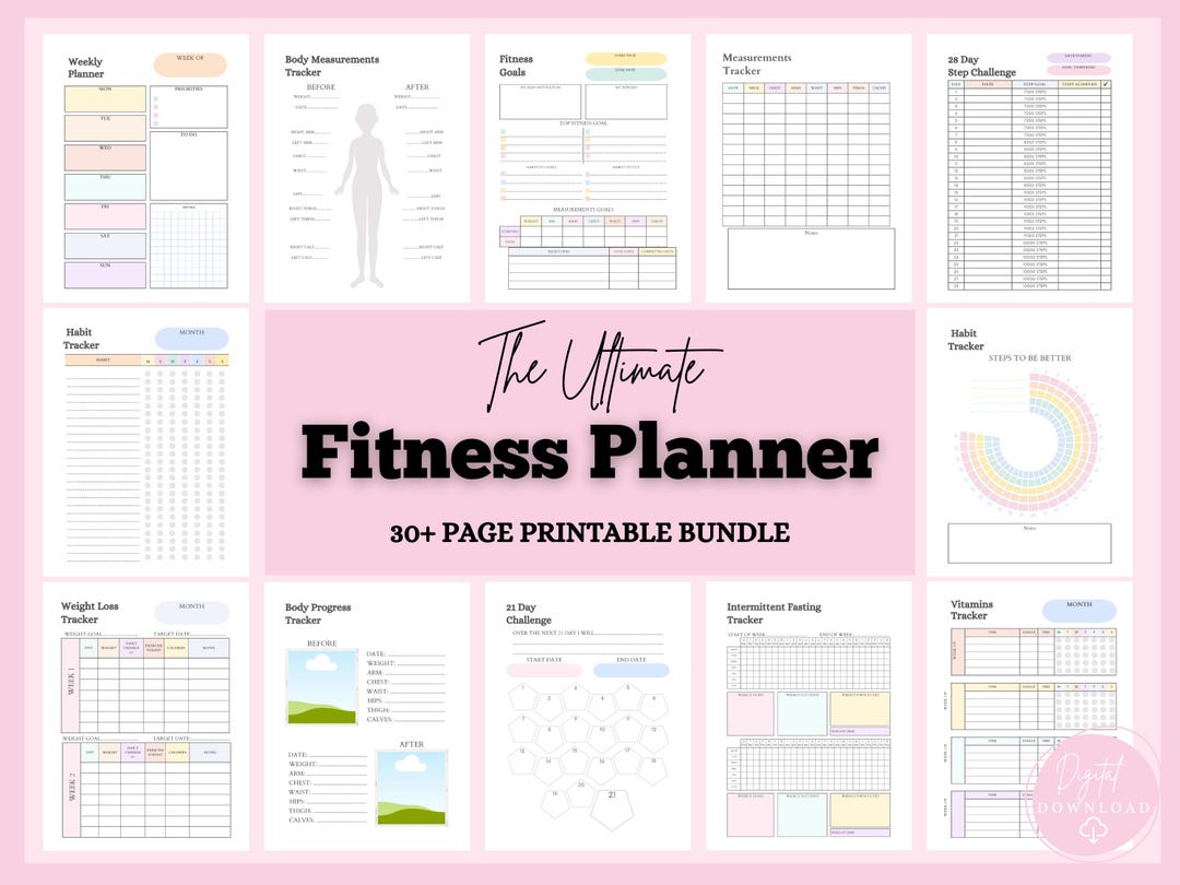 Self Care Fitness Tracker, Weight Loss Journal, Printable Fitness ...
