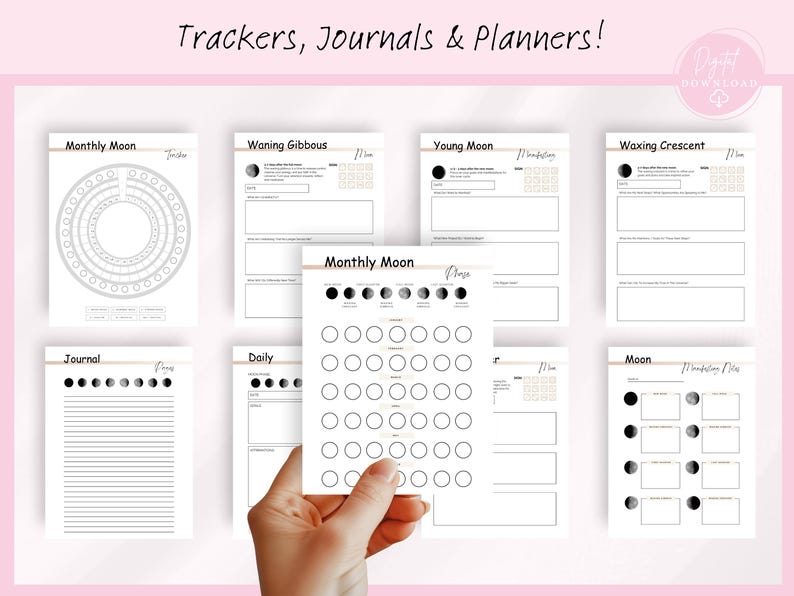 Moon & Tarot Tracker, Printable Moon Manifestation Journal, Tarot Card ...