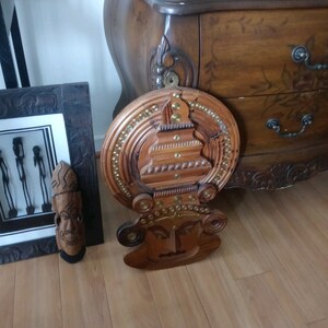 Wooden Brass India Kathakali Wall Mask Wall Art Home Decor Wood Carving ...