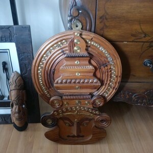 Wooden Brass India Kathakali Wall Mask Wall Art Home Decor Wood Carving ...