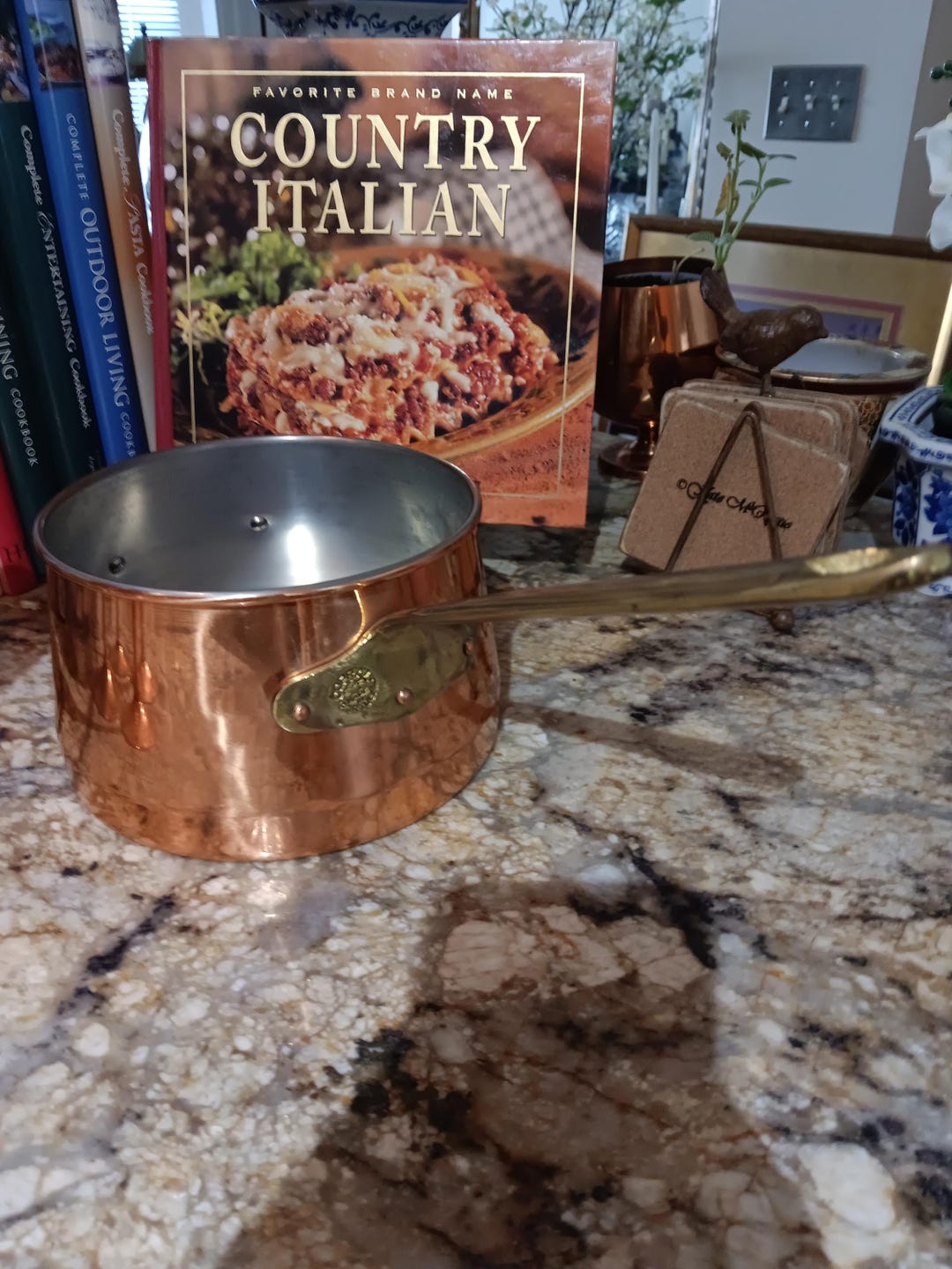 Vintage Copper Pot 2 1/2 Quart Copper Pot Tin Lining With Brass Handles ...