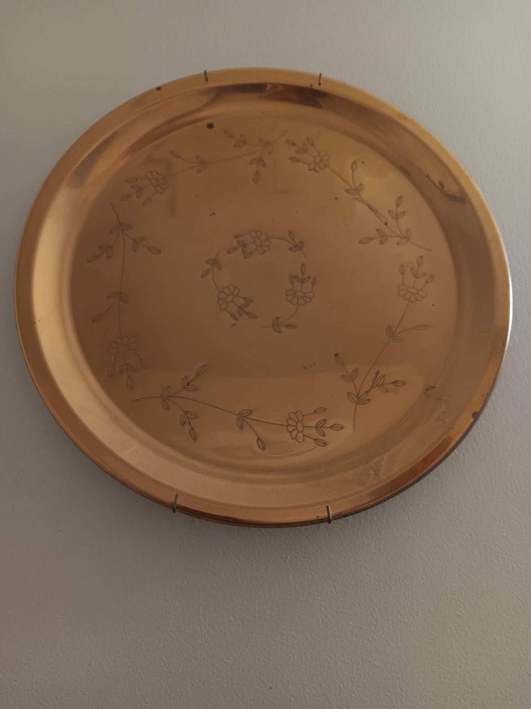 Vintage Princess House Copper Etched Floral Tray 12-inch Wall Decor ...