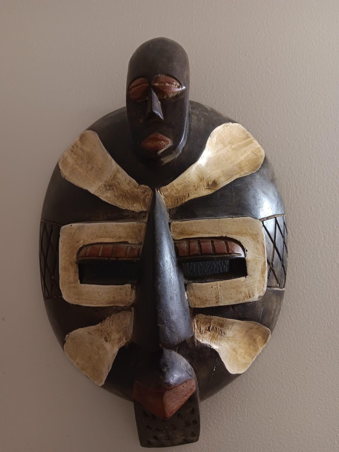 Vintage African Hand Made Carved Wood Tribal Mask Home Decor Wall Art ...