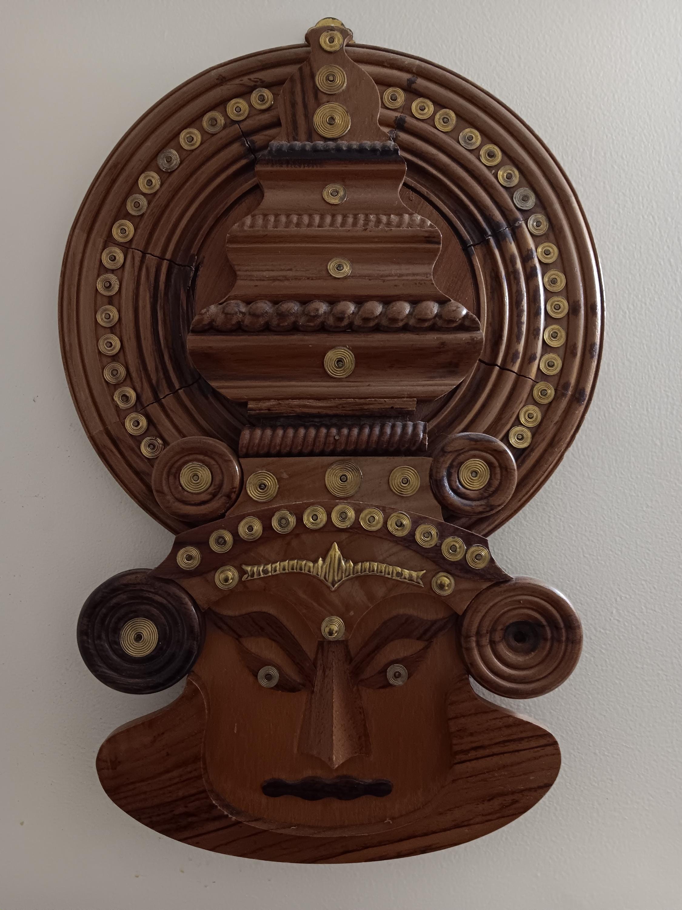 Wooden Brass India Kathakali Wall Mask Wall Art Home Decor Wood Carving ...