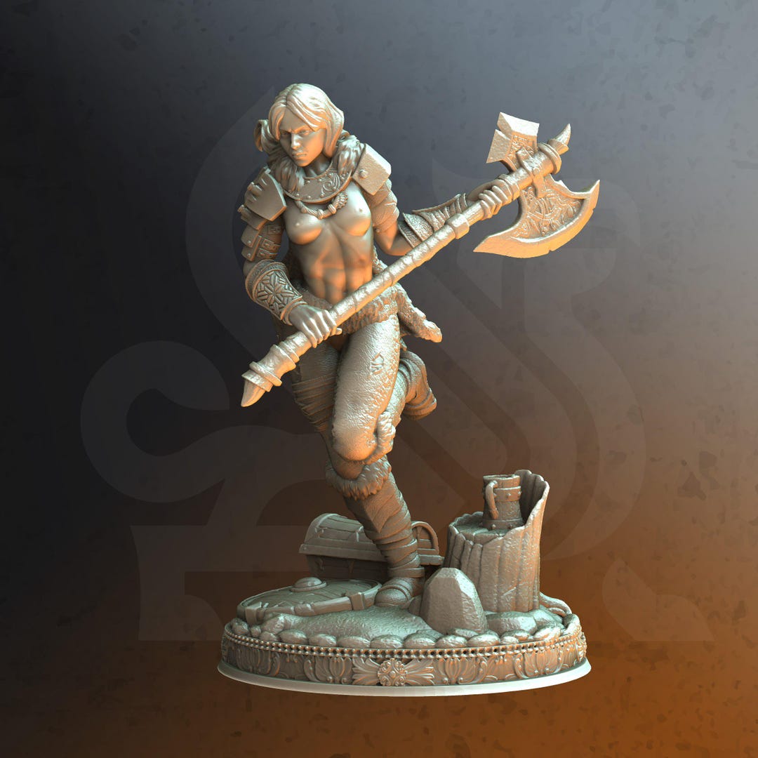 Aedre the Angry Barbarian Pinup DM Stash Pathfinder RESIN Fantasy D&D ...