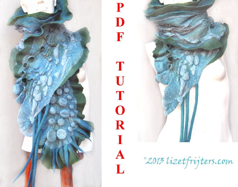 Shibori Felting Textured Ruffled Nuno Felt Scarf PDF Tutorial Pattern ...