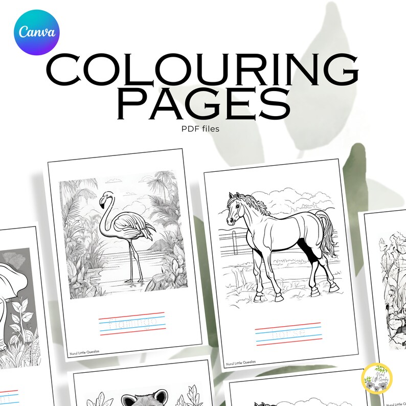 Printable at the Zoo Colouring Pages for Kids Animal Coloring Pages Set ...